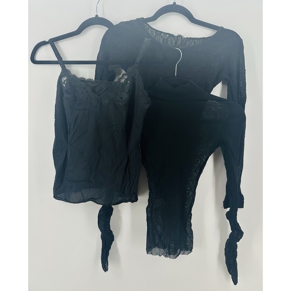 Intimates & Sleepwear | Vtg Lingerie Black Teddys Lace Lot Of 5 Garters ...